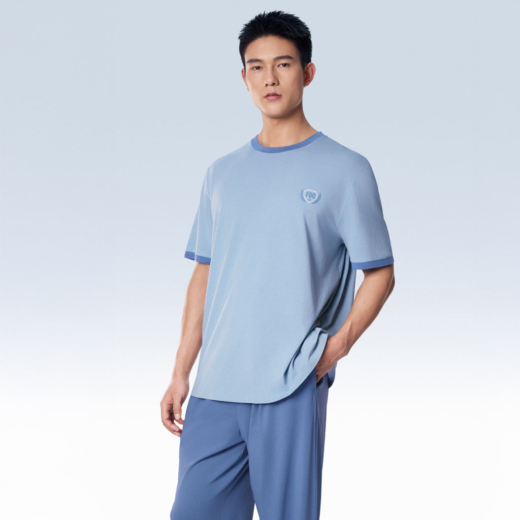 【復古學院】男裝Modal莫代爾棉睡衣套裝 - 短袖上衣及長褲 – Embry Form