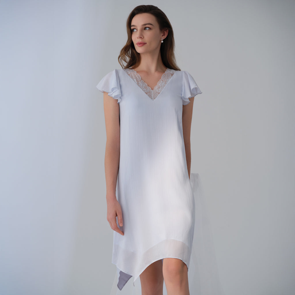 【玫瑰物語】竹纖維萊賽爾蕾絲飾邊附胸墊短袖睡裙 – Embry Form