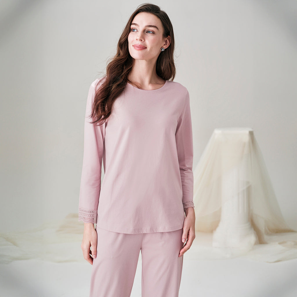 【棉質家居】純棉睡衣套裝 - 長袖上衣及長褲 – Embry Form