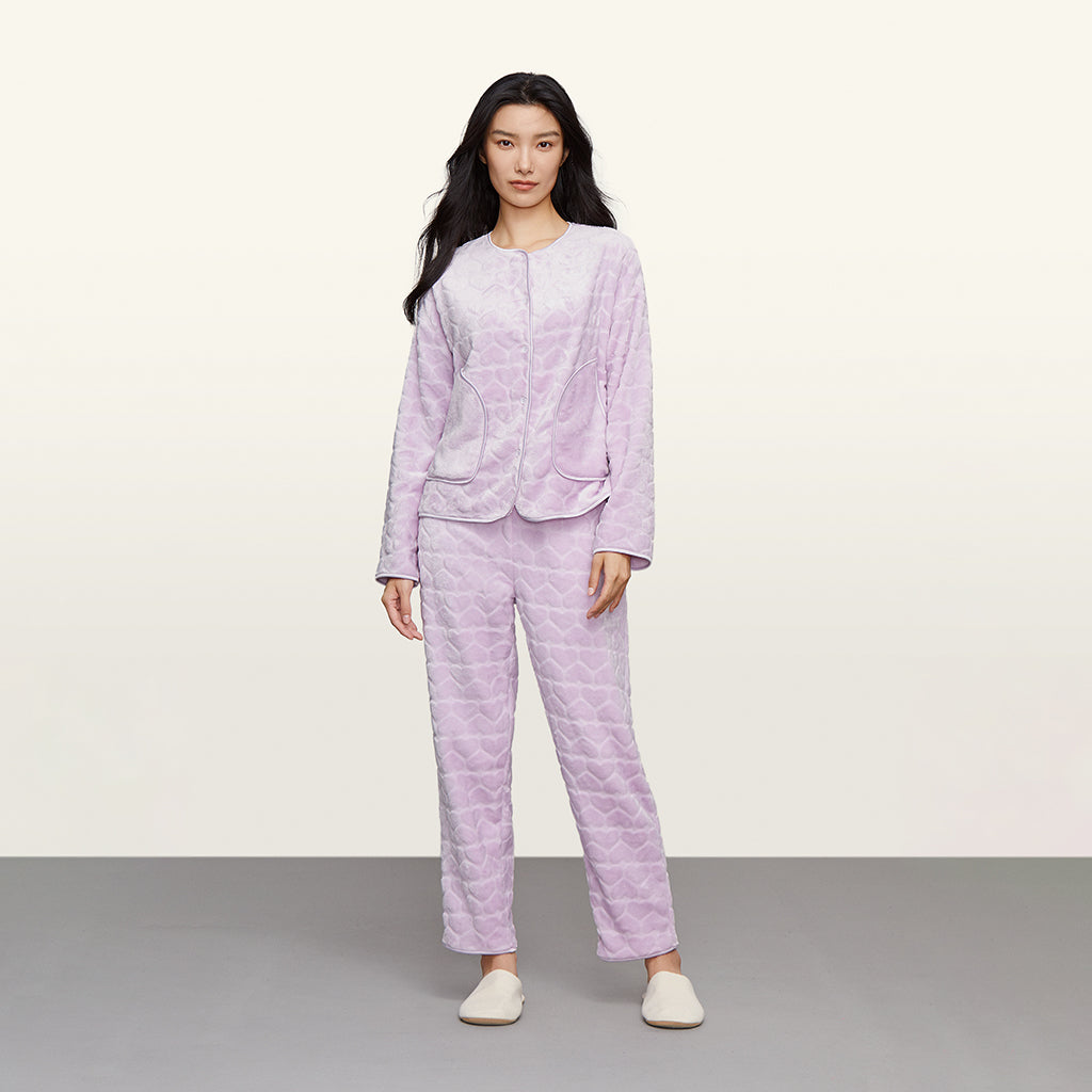 【軟綿綿】法蘭絨睡衣套裝 - 長袖上衣及長褲 – Embry Form
