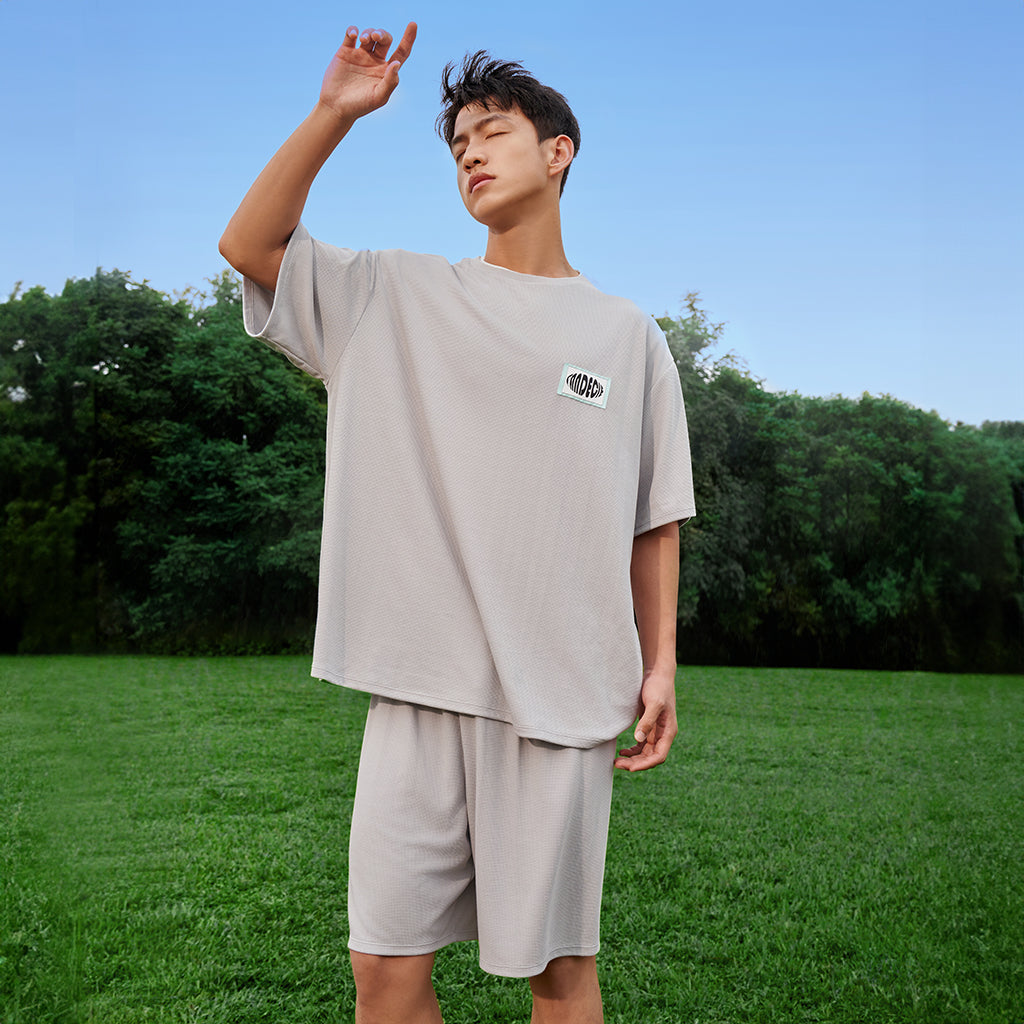 【潮趣EVERYDAY】男裝華夫格睡衣套裝 - 短袖上衣及短褲 – Embry Form