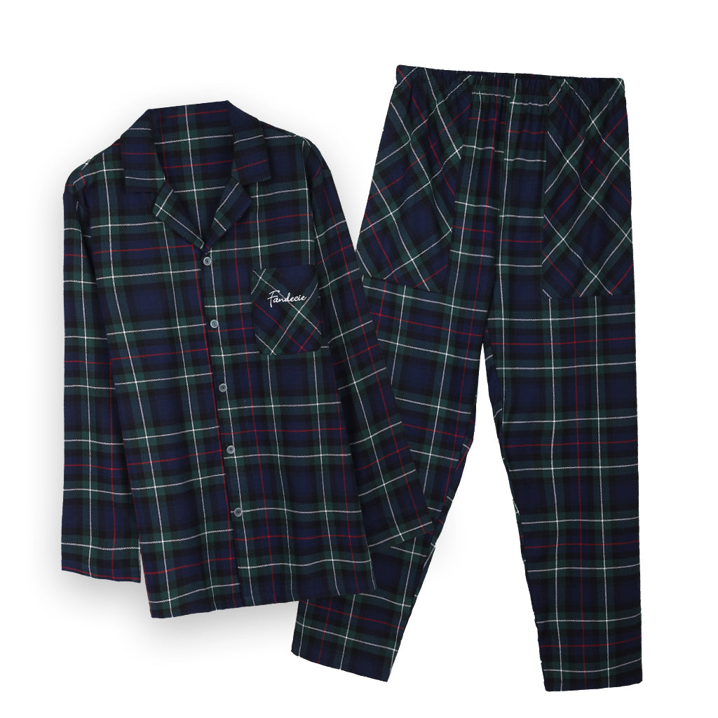 【舒適純棉】男裝純棉格仔印花睡衣套裝 - 長袖上衣及長褲 – Embry Form