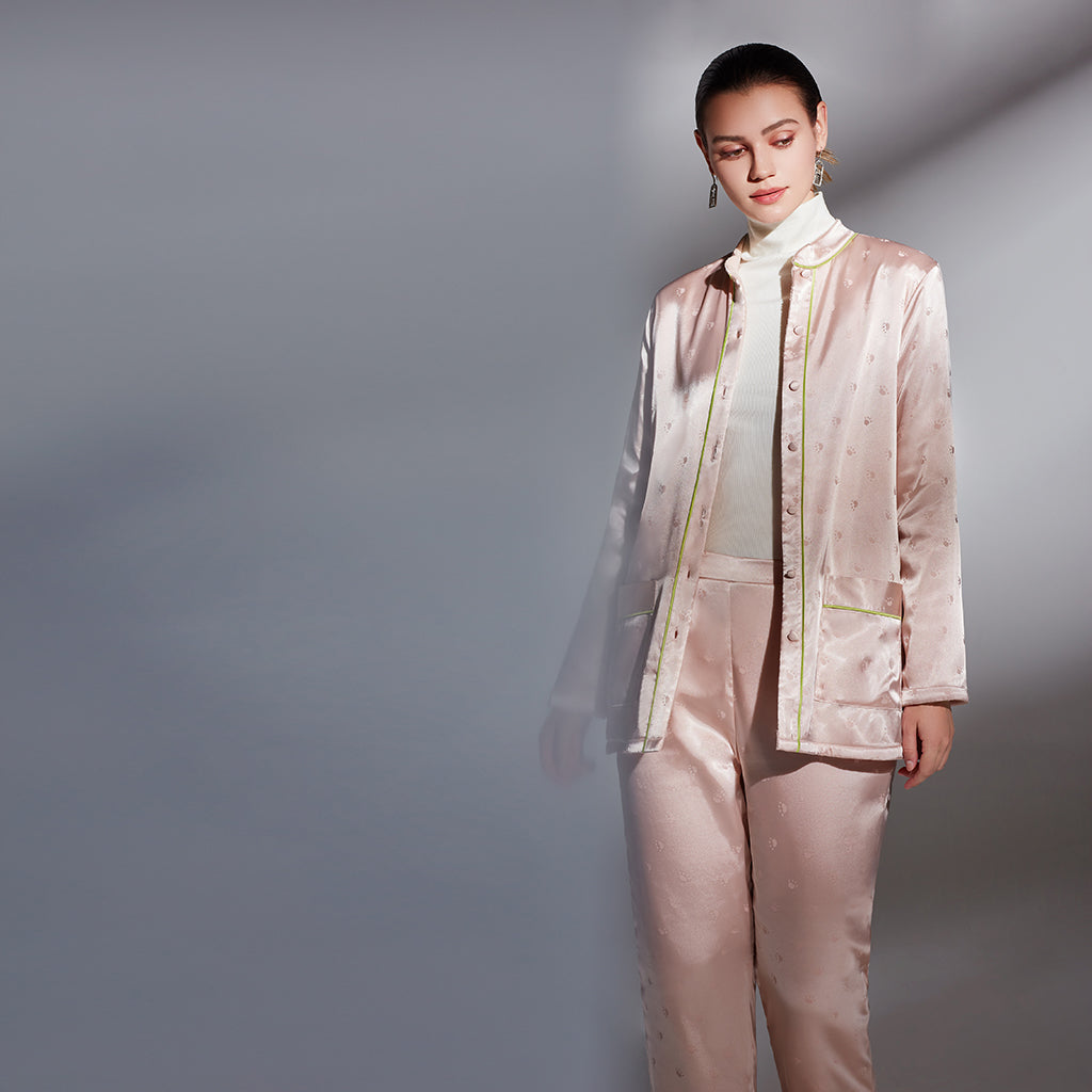 【舒暖絨棉】可愛貓爪印花色丁抓絨睡衣套裝 - 長袖上衣及長褲 – Embry Form